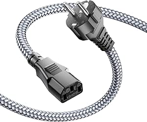 Power Cable 3-Pin IEC Cable 2 m Nylon Braided Universal Power Cable ...