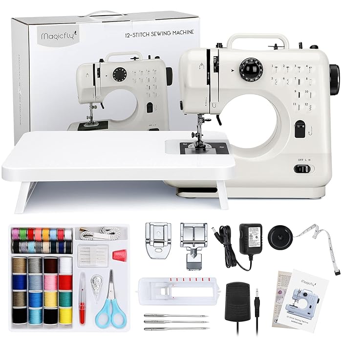 Buy Magicfly Portable Sewing Machine for Beginner, 12 Built-in Stitches ...