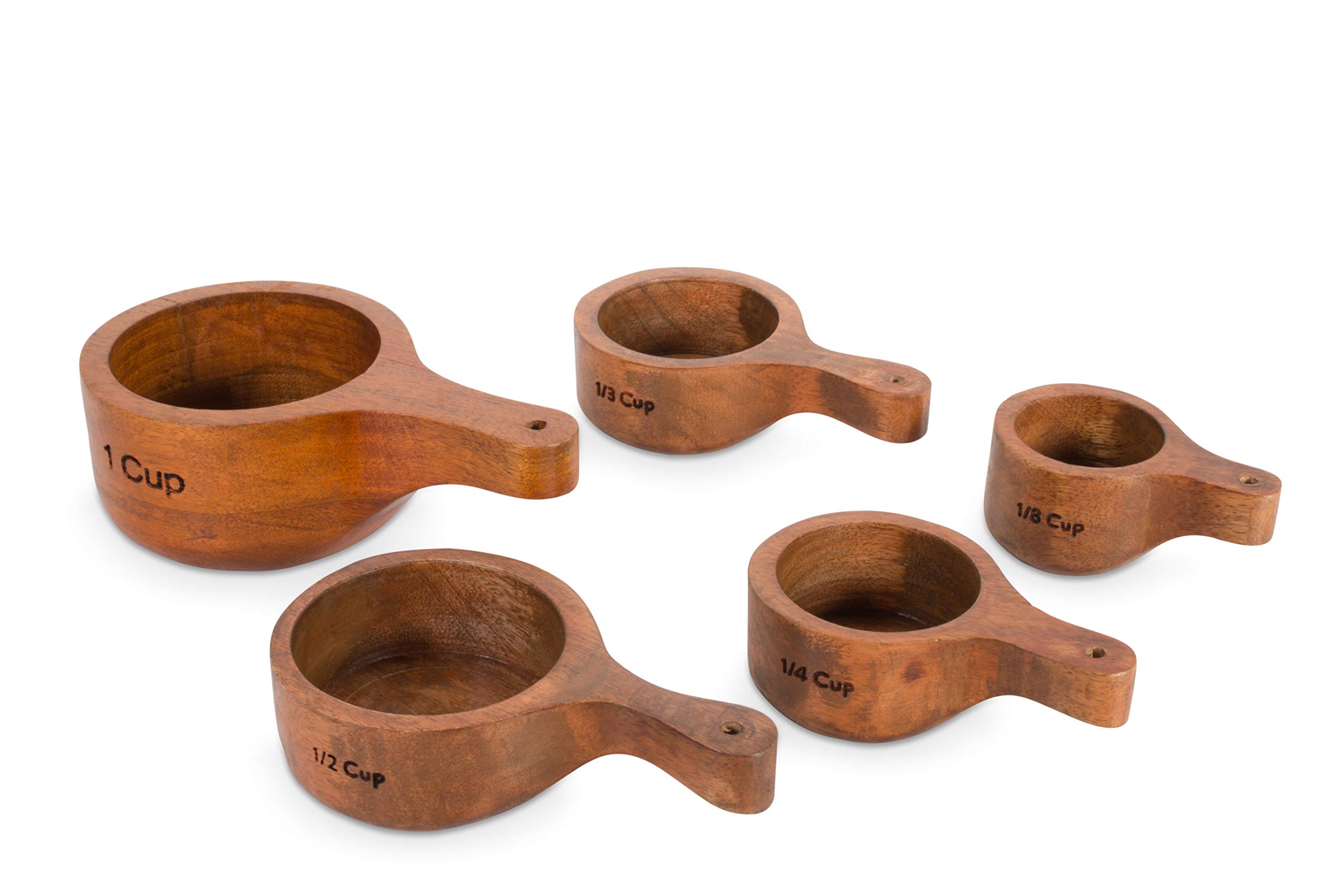 Eco-Friendly Mango Wood Measuring Cup Set of 5, Hand Crafted with Wood ...