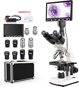 Amazon.com: Upgraded Microscope for Adults with 40X-2500X, Built-in 5MP ...