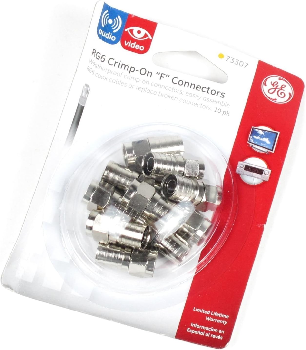 Amazon.com: GE RG6 Coaxial Crimp-On Connectors (10-Pack) - 73307 ...