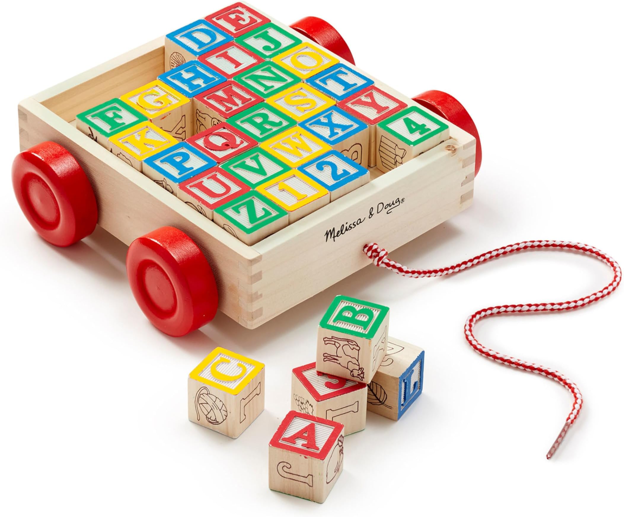 Amazon.com: Melissa & Doug Alphabet Blocks Wooden Truck Educational Toy ...