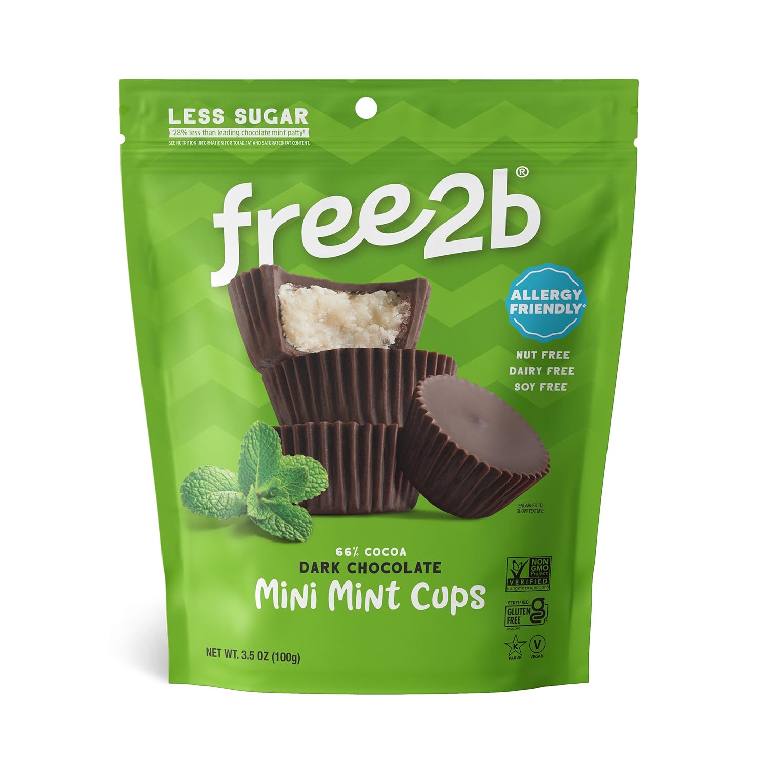 Amazon.com : Free2b Dark Chocolate Mint Mini Cups, Safe for School and Allergy Friendly - Gluten ...