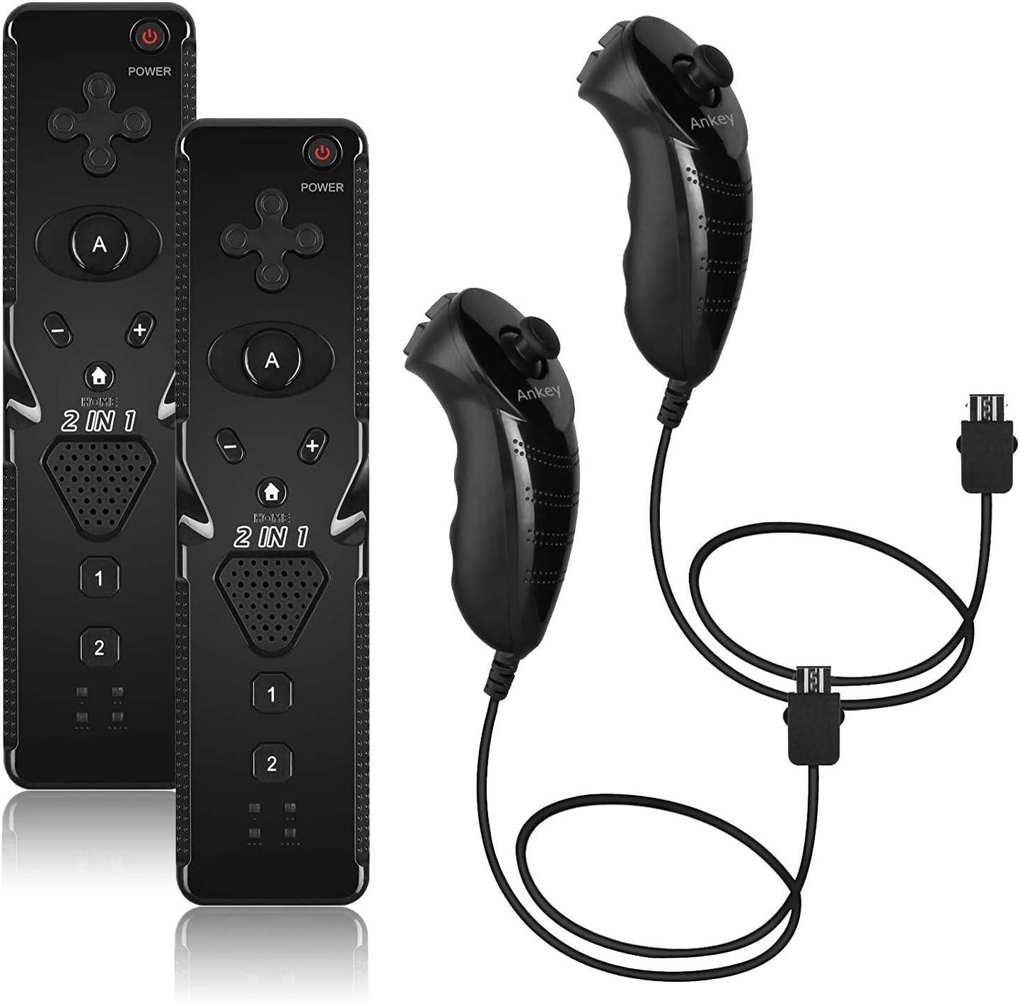 Ankey 2 Packs Built in Motion Plus Remote Nunchuck Controller Set ...