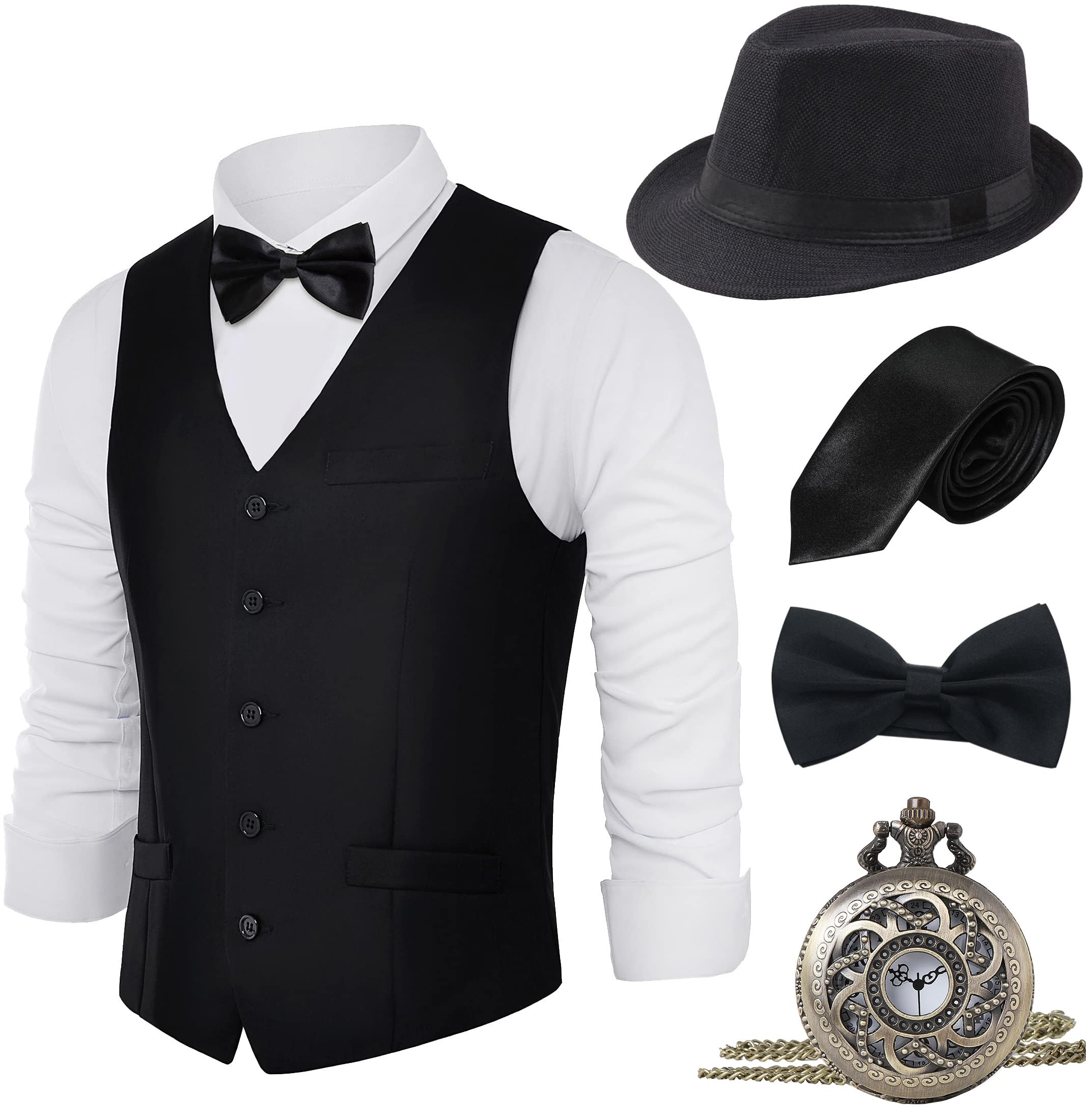 Snapklik.com : 1920s Mens Gatsby Gangster Vest Costume Accessories Set ...