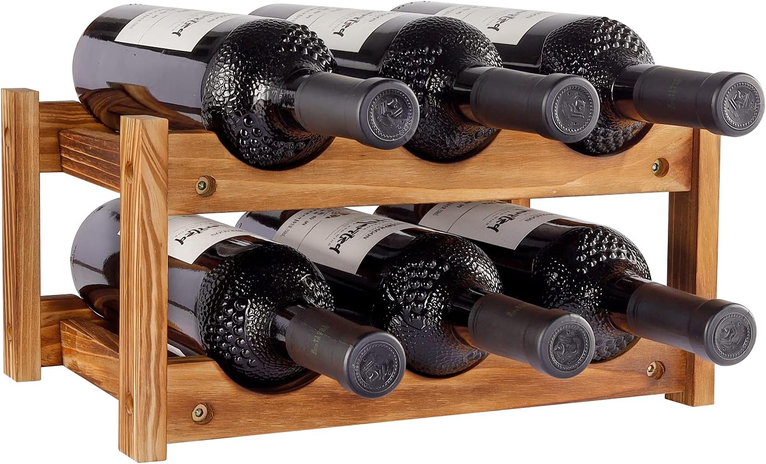 Amazon.com: Peohud Countertop Wine Rack, 8 Bottles Wooden Wine Holder ...