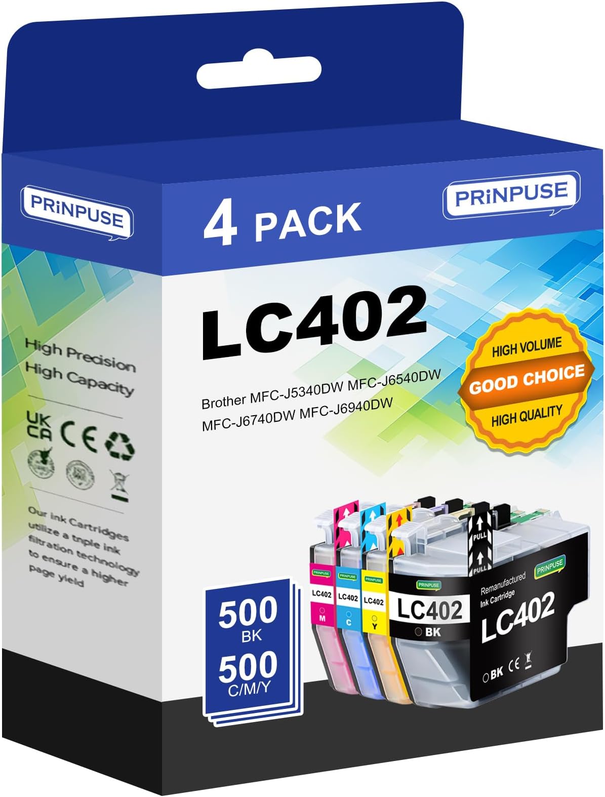 Amazon.com: PRINPUSE LC402 Ink Cartridges Replacements for Brother ...