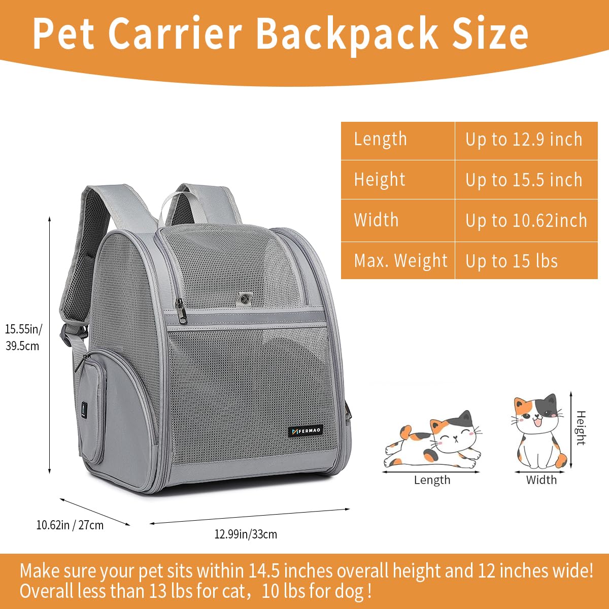 Cat Backpack Carrier, Mesh Small Cat Carrier Backpack Airline Approved ...