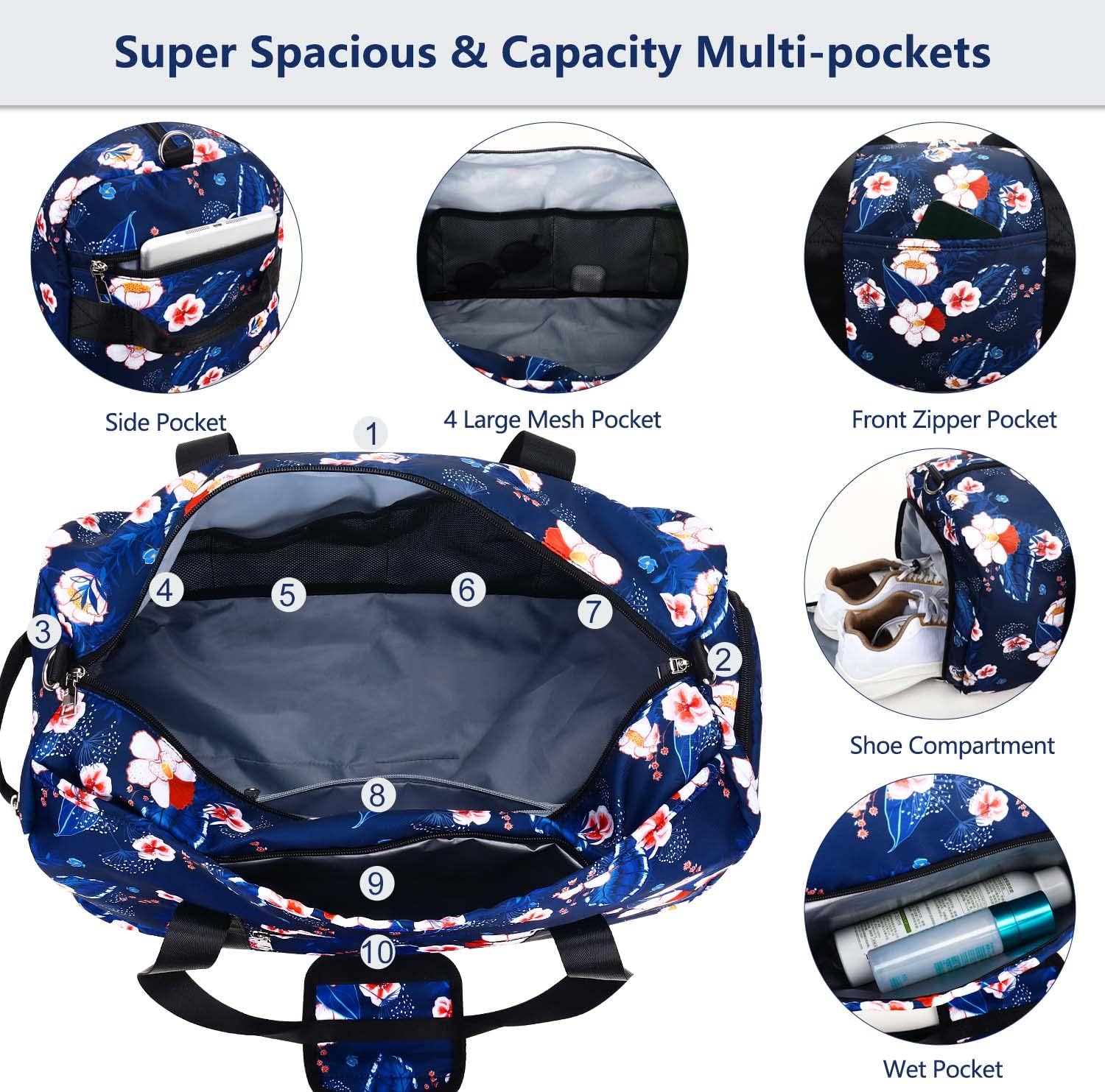 Travel Duffel Bags,Weekender Overnight Gym Sports Bag with Shoe ...