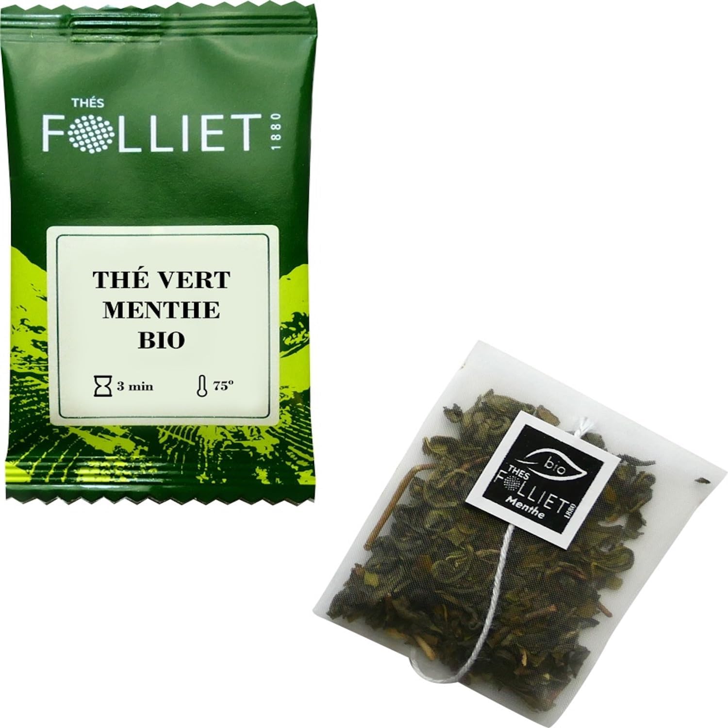 CAFÉS FOLLIET - Thé Vert Menthe Bio - Menthe Douce - Désaltérant ...