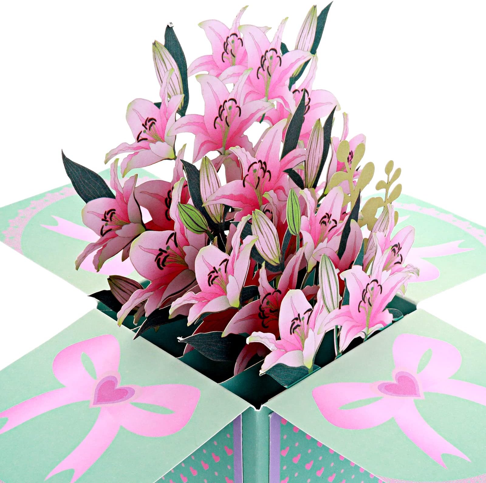 Prasacco 3D Lily Bouquet Pop Up Cards Paper Flower Bouquet Teacher ...