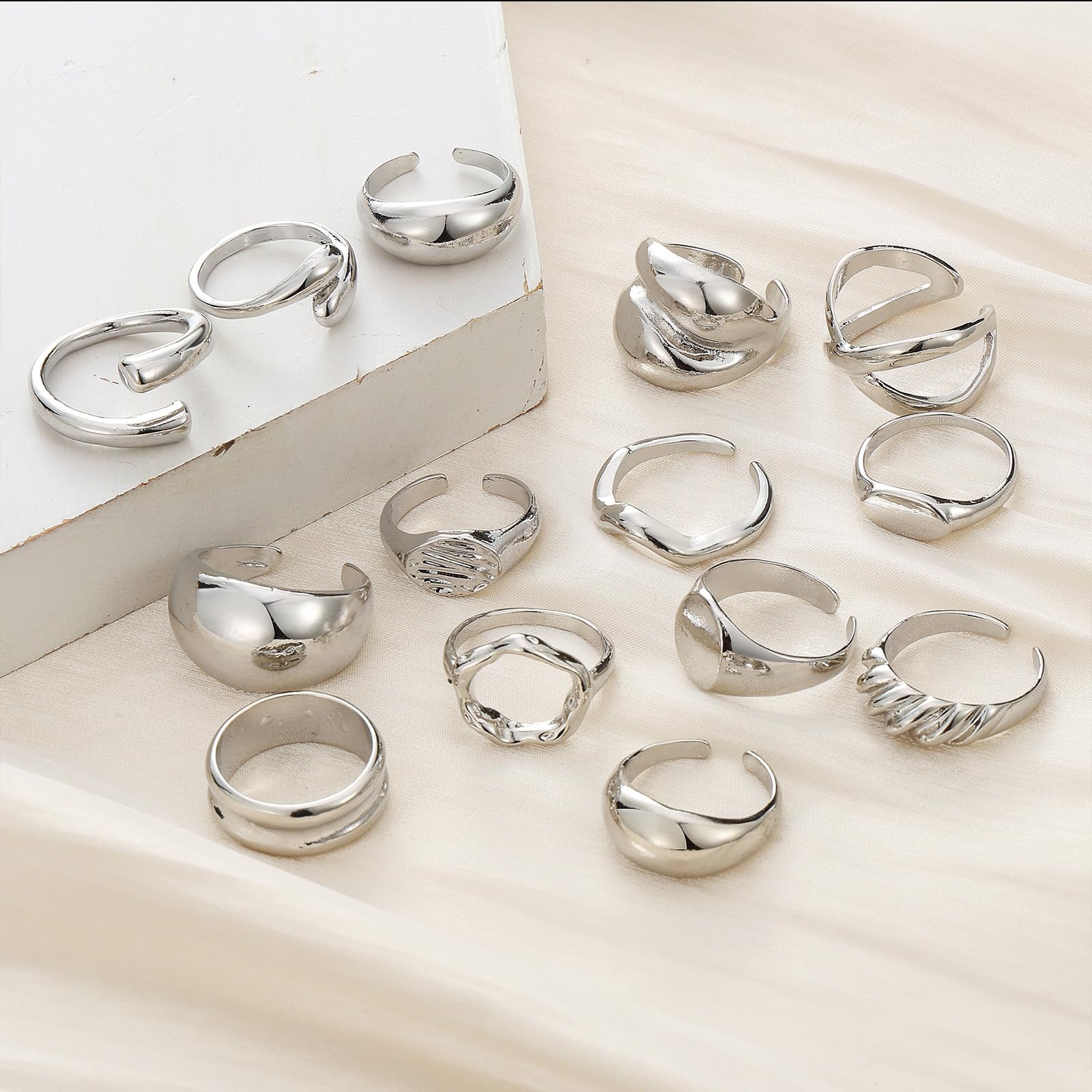 Snapklik.com : IFKM Gold Chunky Rings Set For Women 14k Gold Plated ...