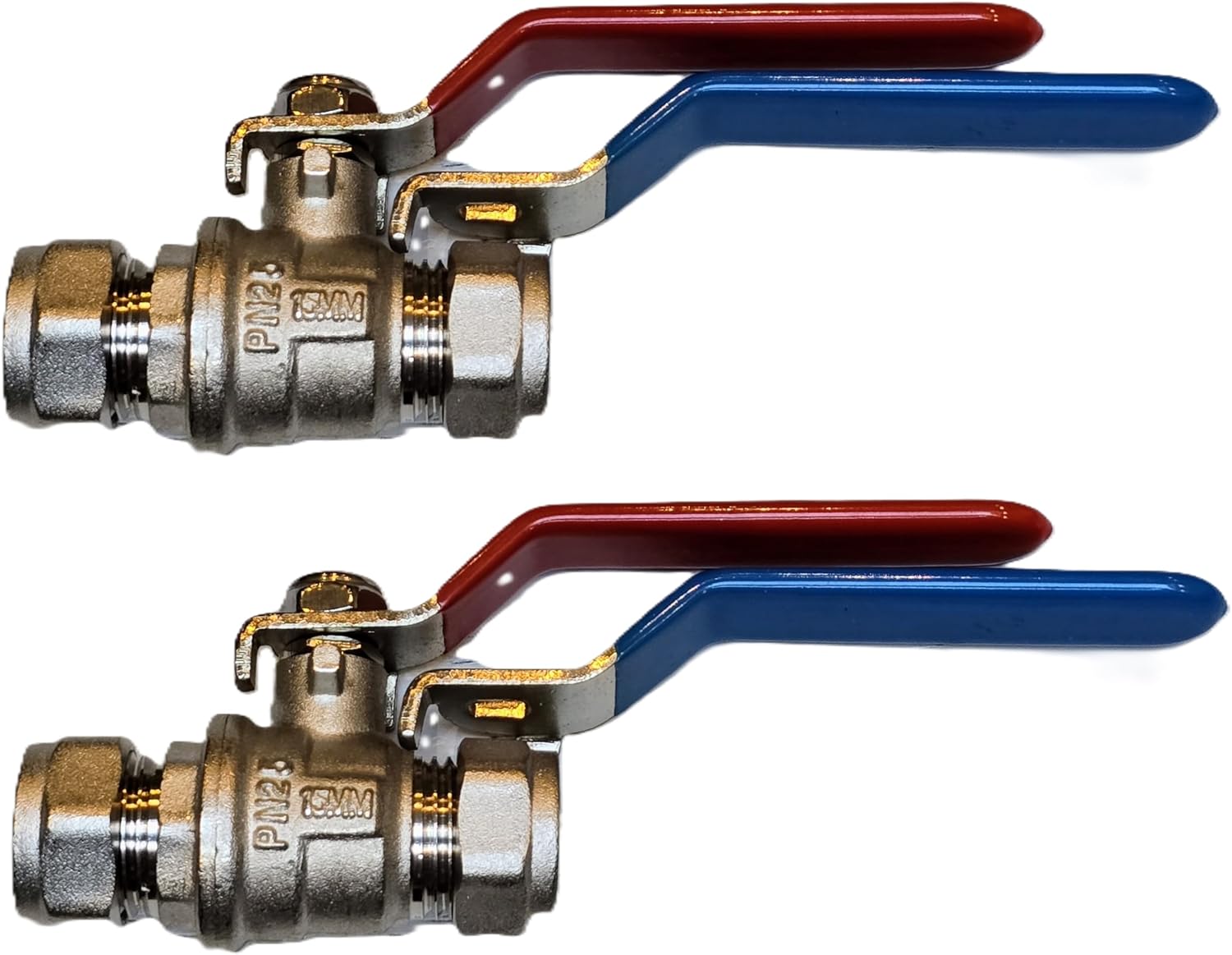 TC Pack of 2 x 15mm Lever Ball Valve Full Bore Compression Isolation ...