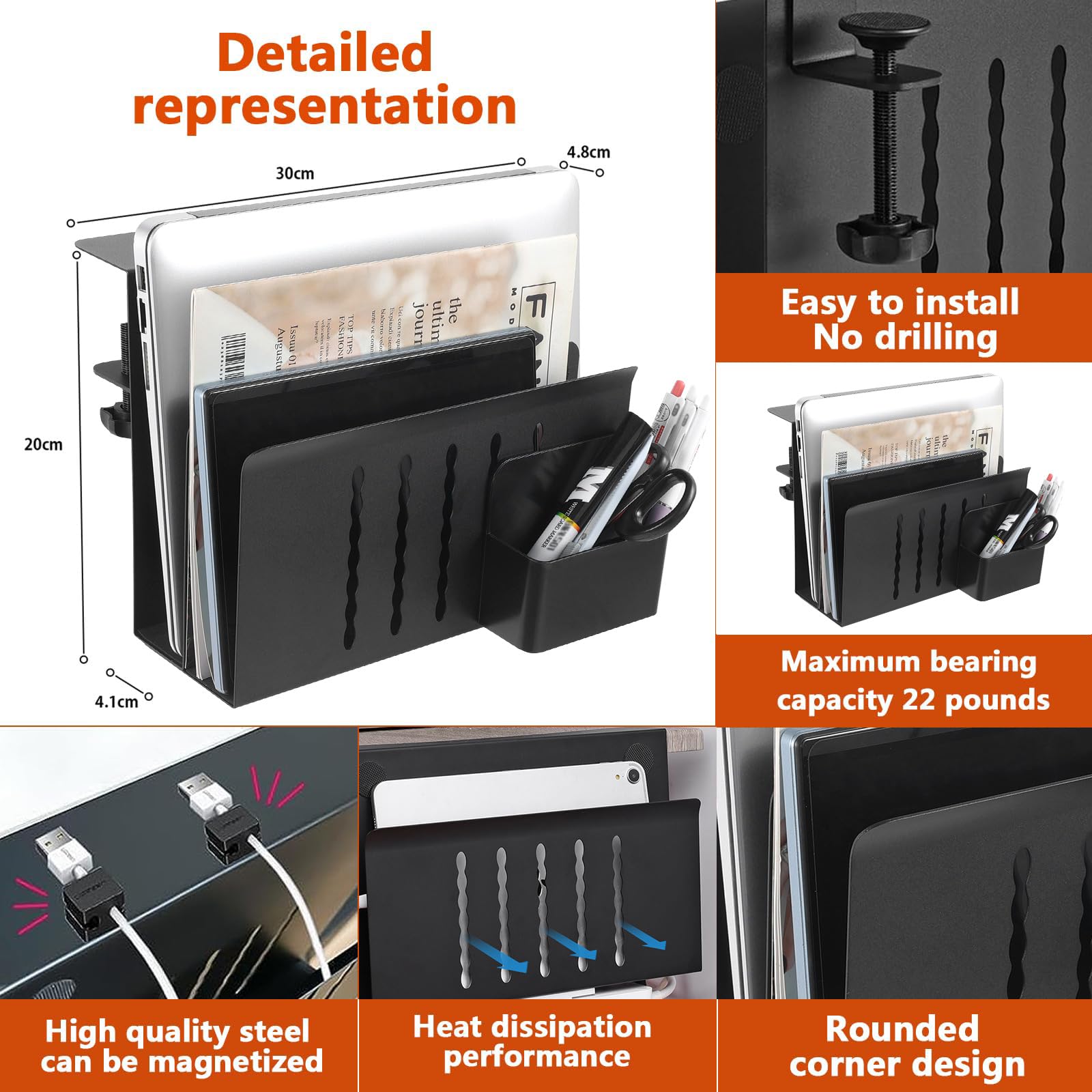 Snapklik.com : Desk Side Storage,2 Tier Under Desk Laptop Holder ...