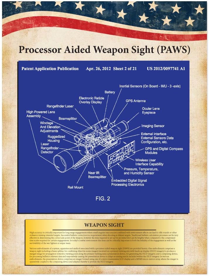 Amazon.com: PAWS / Weapon Sight Patent - Vintage Document Wall Decor ...