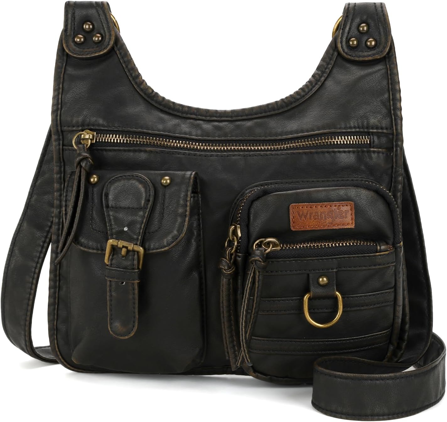 Amazon.com: Wrangler Crossbody Bag for Women Soft Leather Multi Pocket Shoulder Bags Vintage ...