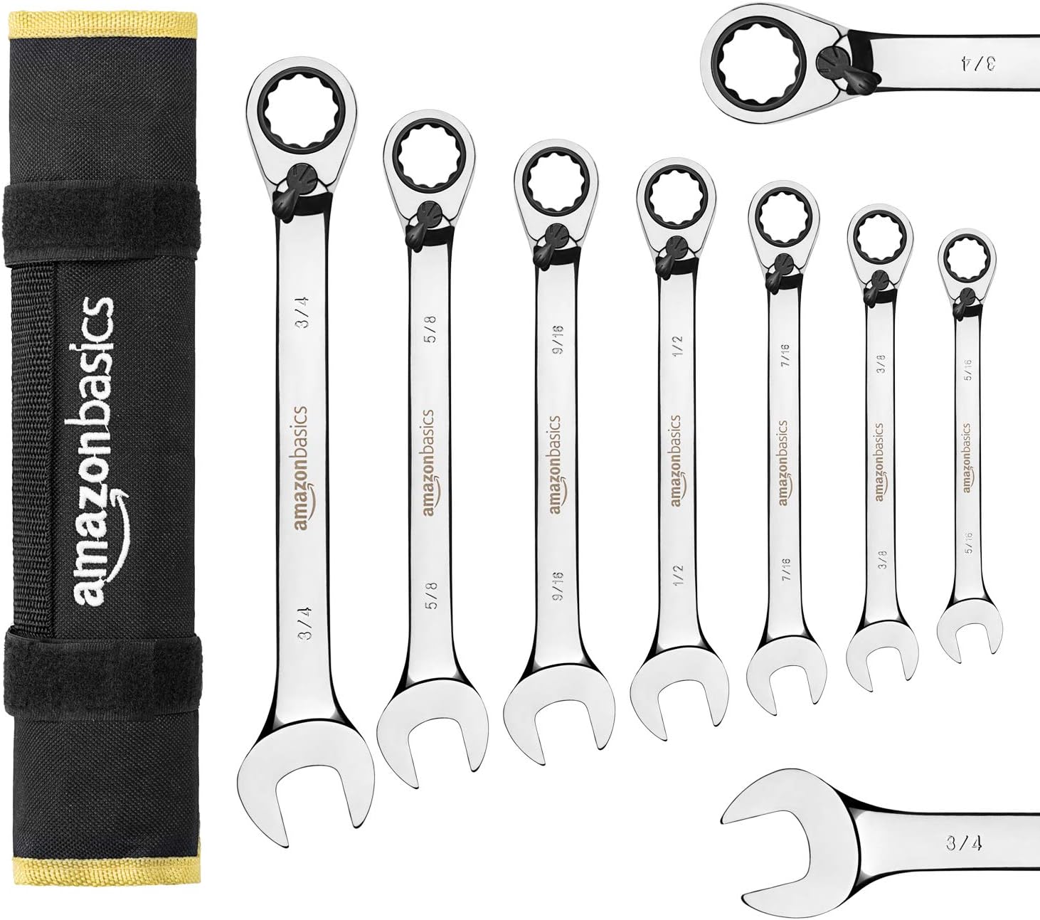Amazon Basics Reversible Ratcheting Wrench Set - SAE, 7-Piece - Amazon.com
