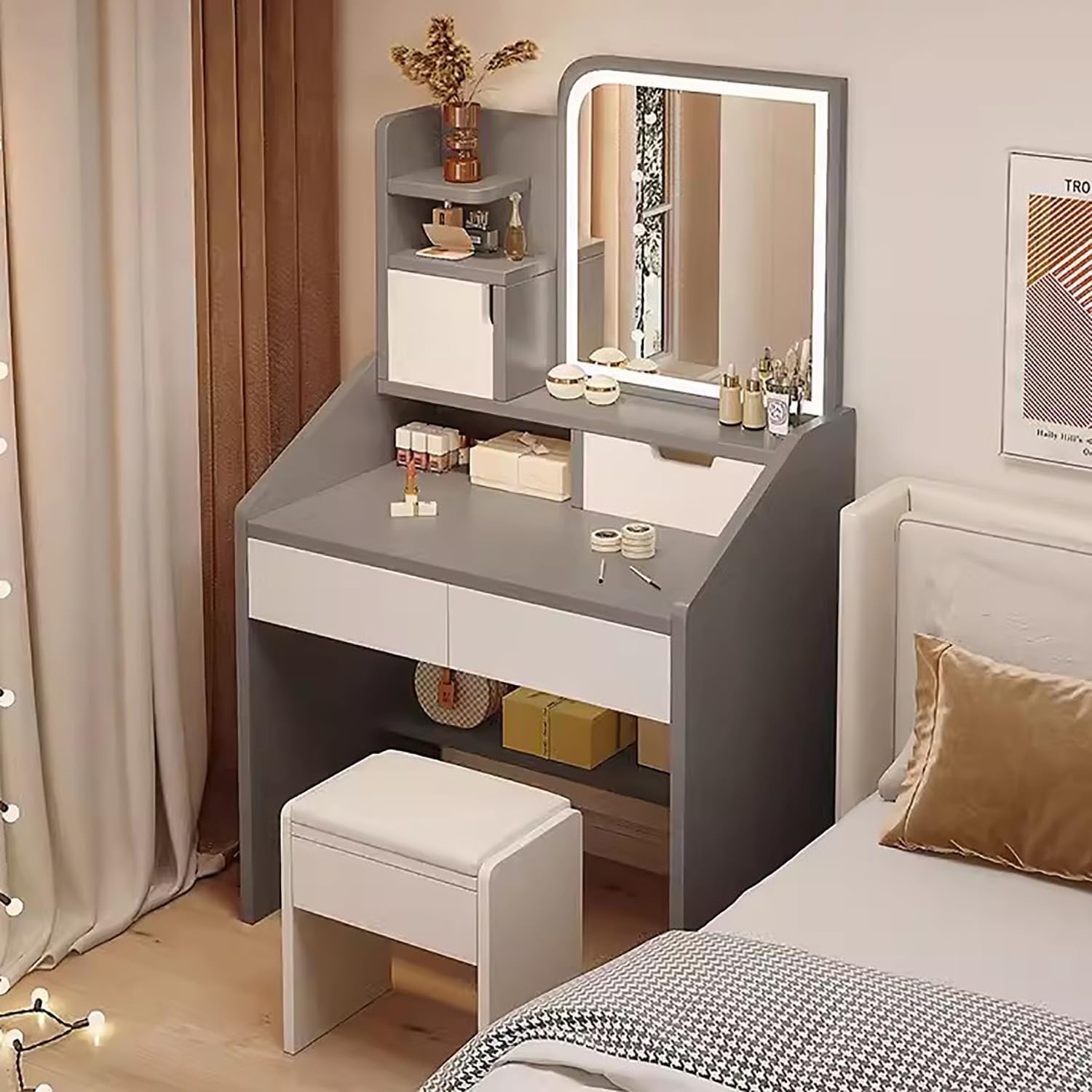 Amazon.com - Vanity Mirror with Light, Vanity Desk with Mirror Girls ...