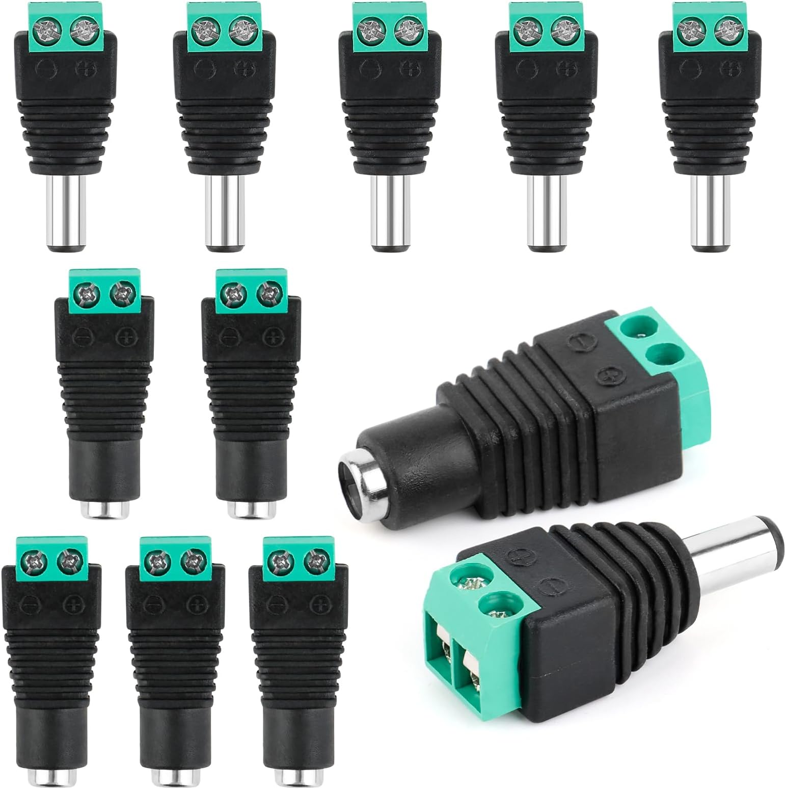 10 Stück 5,5 mm x 2,1 mm Männlich und Weiblich DC-Stecker Buchse ...