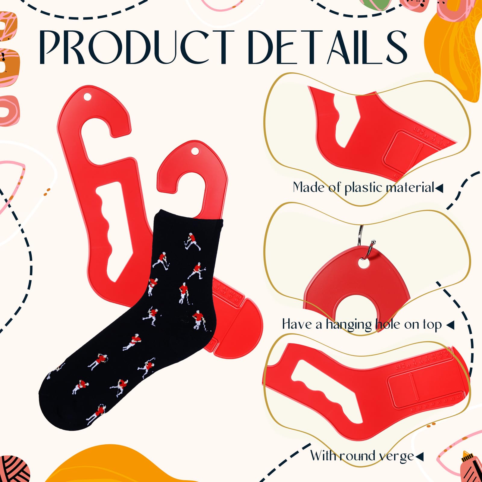 Snapklik.com : 4 Pcs Adjustable Sock Blockers For Knitting, Christmas ...