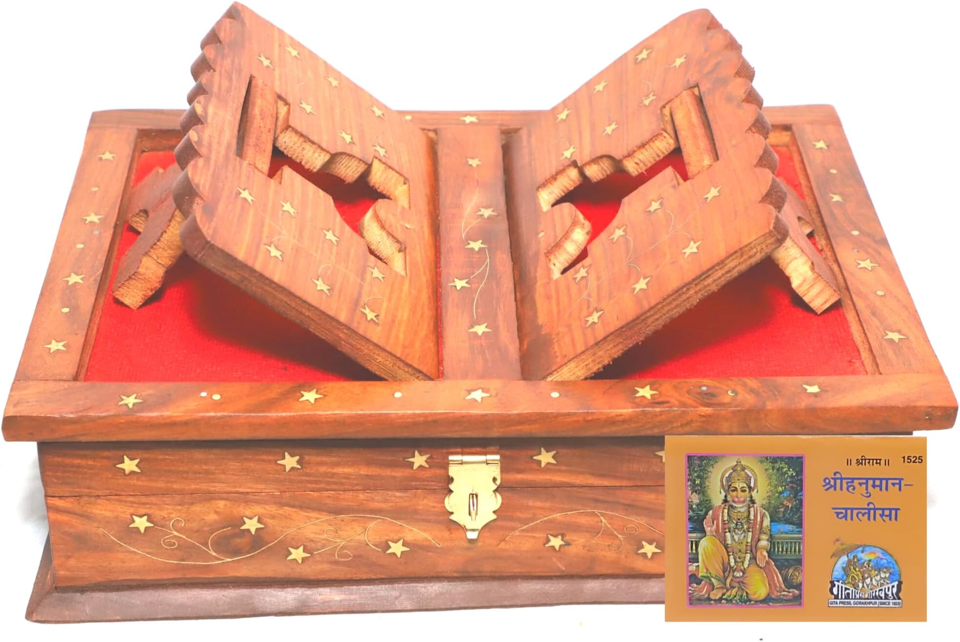 Santarms Wooden Geeta stand hanuman chalisa book gita gorakhpur gifts ...