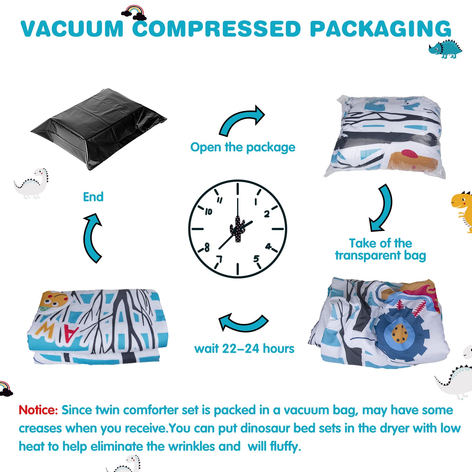 Benooa Bedding Sets,Soft Warm Skin Friendly Breathable Dinosaur Printed ...