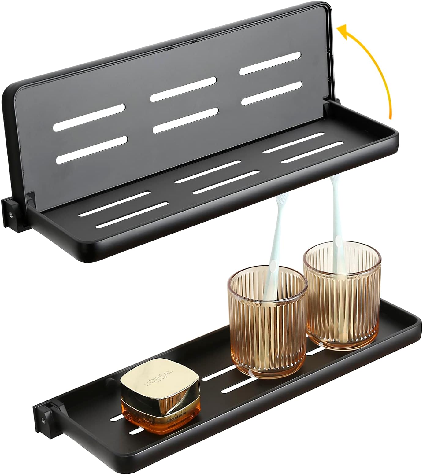 Amazon.com: Folding Bathroom Wall Shelf Small, Fold Down Shelf Wall ...