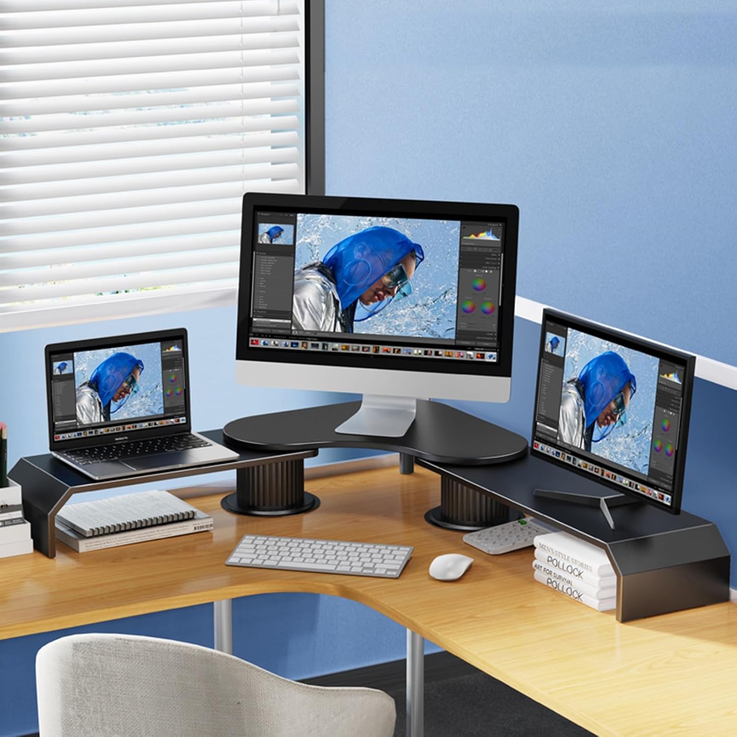 Suporte para Monitor Suporte de Canto de Mesa em Forma de L de Metal ...