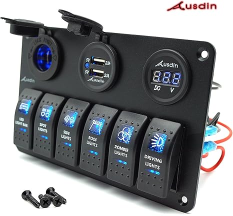 Amazon.com: Switch Panel,Ausdin Digital 12/24V Led Light Bar Rocker ...