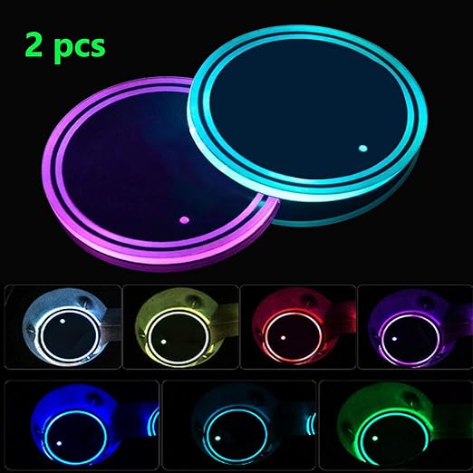 Amazon.com: LED Cup Holder Lights, 2pcs LED Car Coasterss with 7 Colors ...