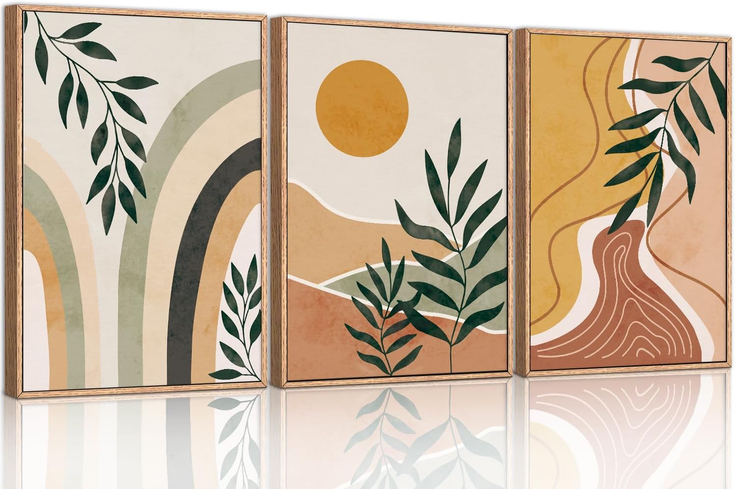 Amazon.com: Ausril Modern Boho Framed Canvas Wall Art Set, Abstract ...