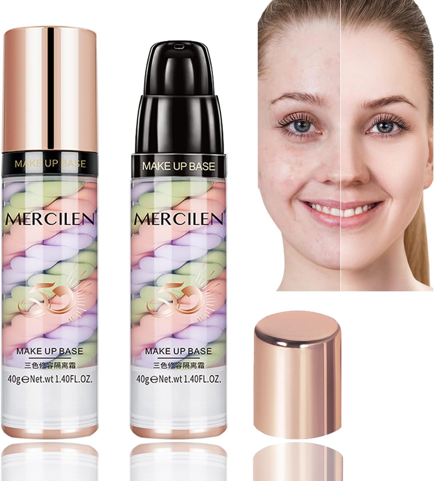 Amazon.com : Primer Face Makeup Base, 3 In 1 Isolation Cream Color ...