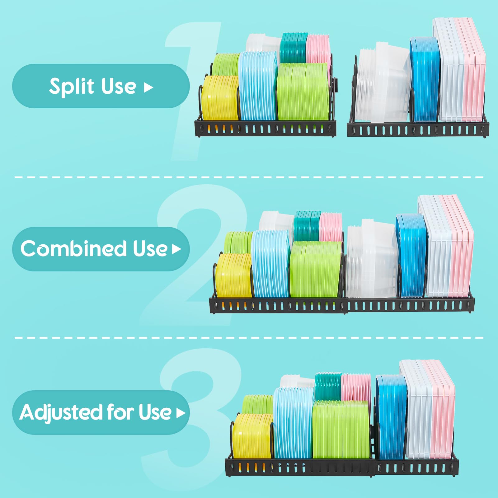 Snapklik.com : Expandable Food Container Lid Organizer,Large Capacity ...