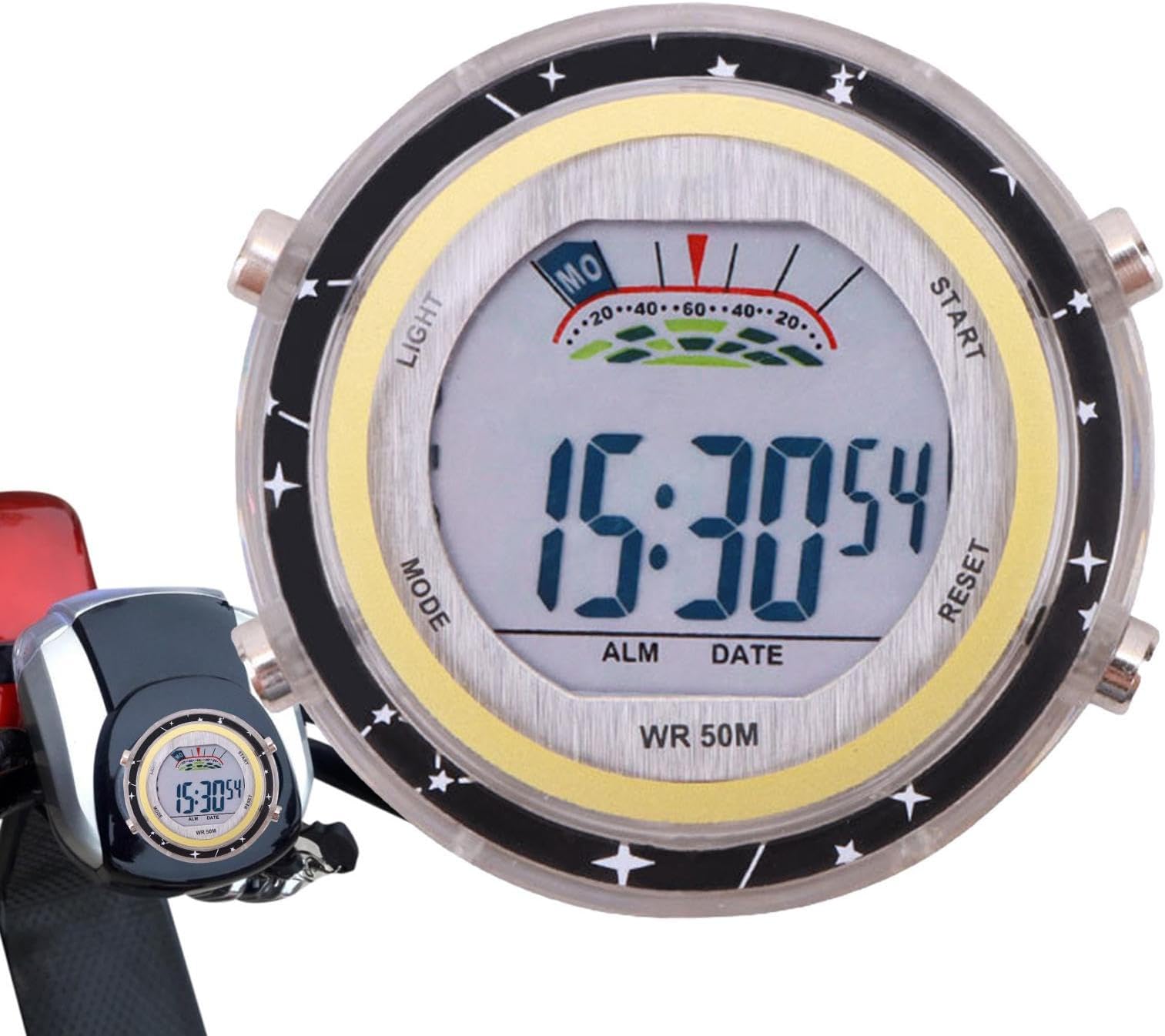 Pomrone Motorcycle Clock - Waterproof Handlebar Clock with Glowing Dial ...