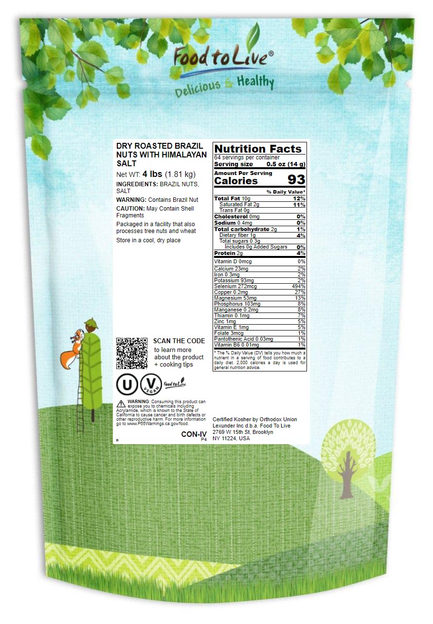 Nueces de Brasil tostadas en seco con sal del Himalaya, 4 libras ...