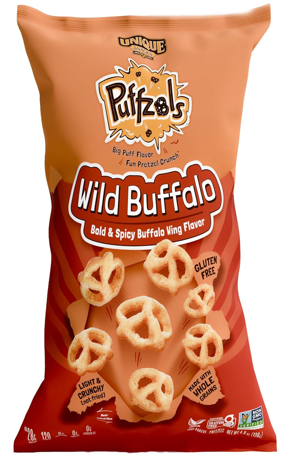 Amazon.com: Unique Snacks Puffzels, Wild Buffalo, Bold and Spicy ...