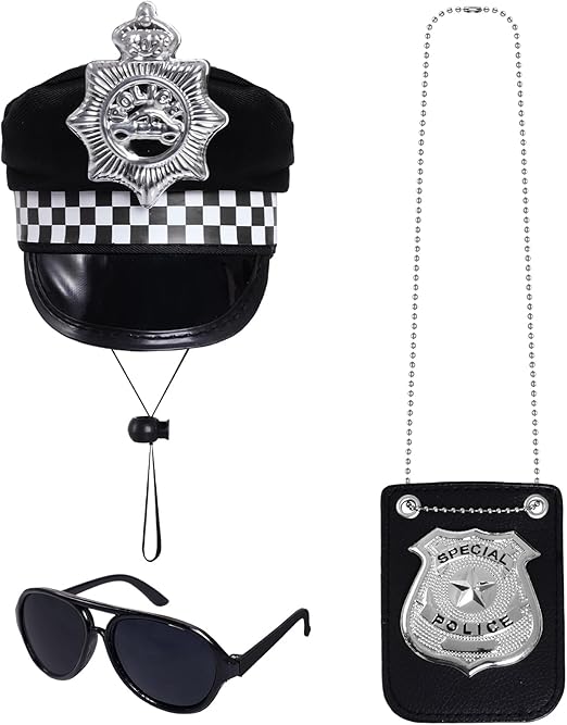 Amazon.com: Pet Police Costume Accessory Set - Dog Police Hat, Aviator ...