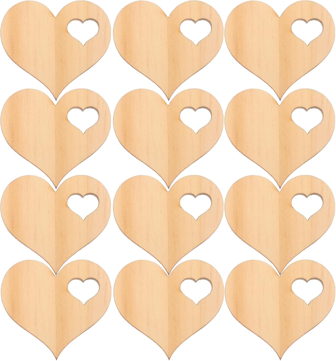 VILLCASE Unfinished Wooden Heart Cutout, 50pcs Wood Slice Pieces ...
