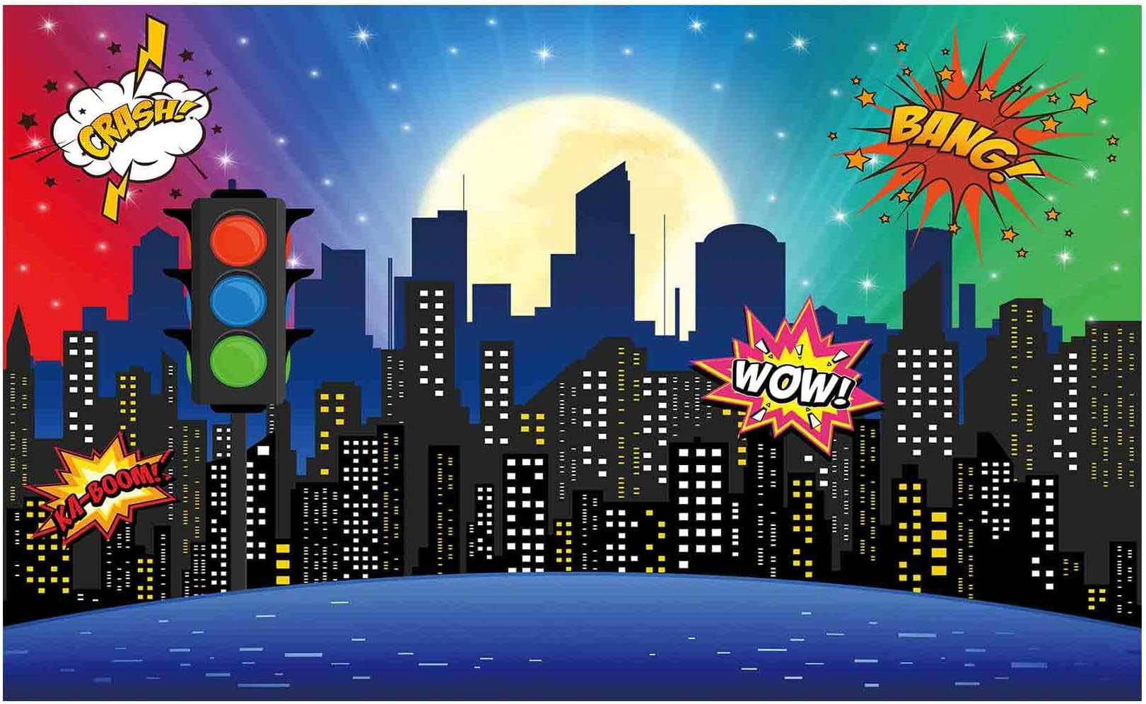 Amazon.com : BELECO 8x6ft Fabric Super City Backdrop for Superhero ...
