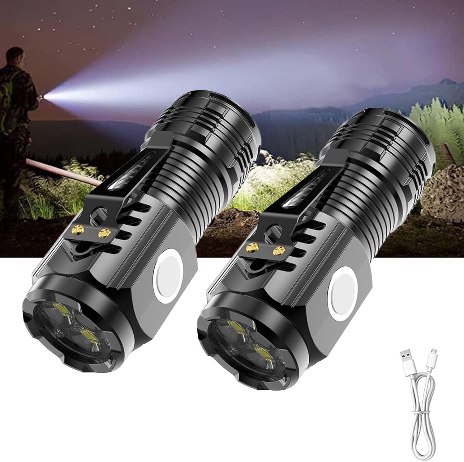 HEDGHOG 2PC Blitron Flashlight, Magnetic Rechargeable Super Bright ...
