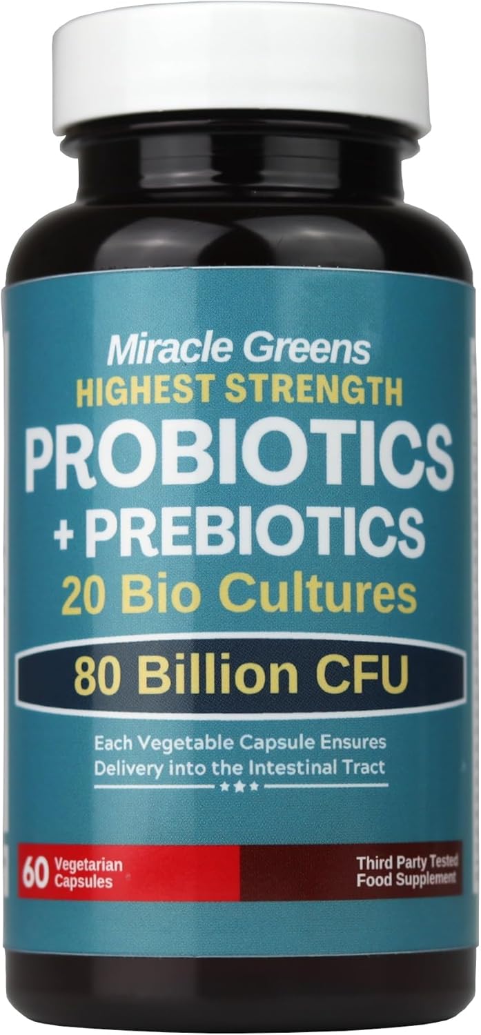 80 Billion CFU Probiotics - 20 Strains + Prebiotics | Lactobacillus and Bifidobacterium Strains ...