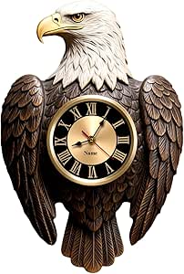 Amazon.com: HSAEANZL Personalization Bald Eagles Wall Clock with Wooden ...