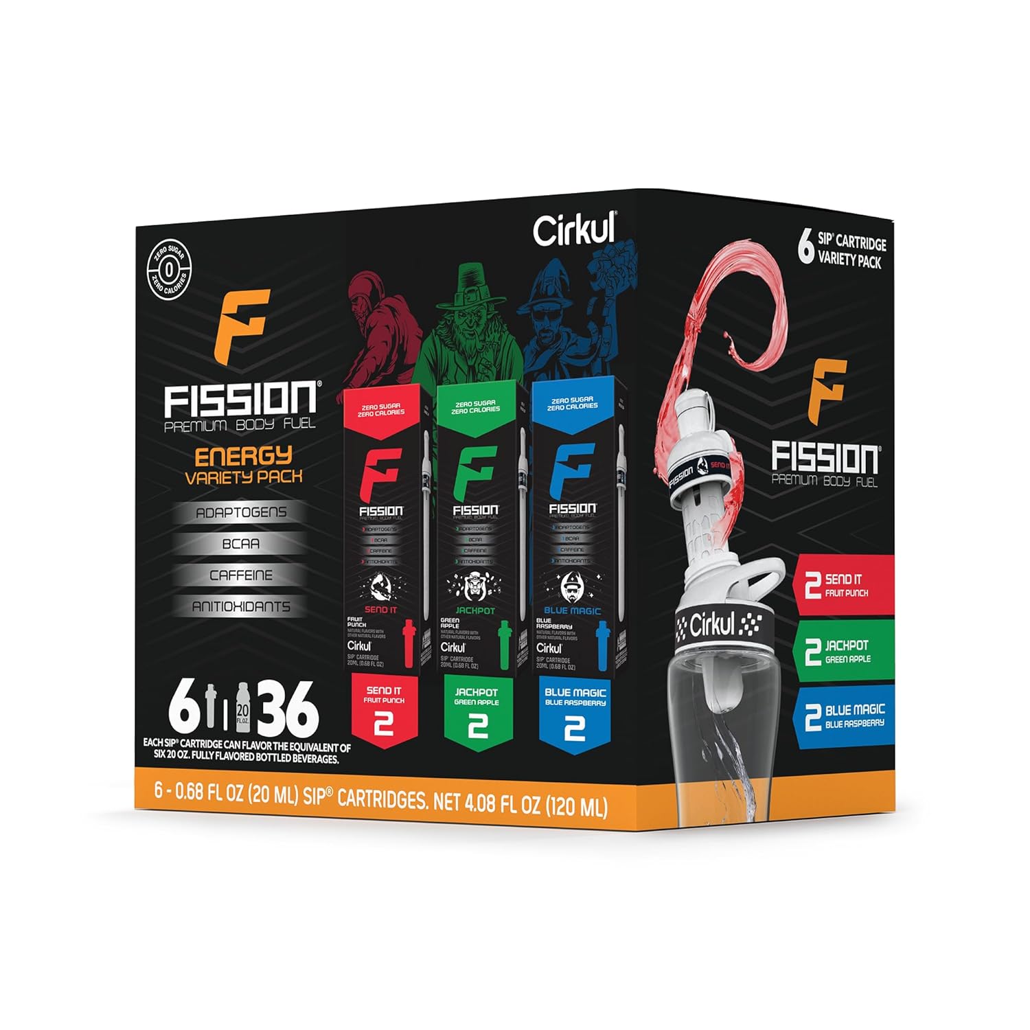 Amazon.com: Cirkul Fission Energy Flavor Cartridge Variety Pack with ...