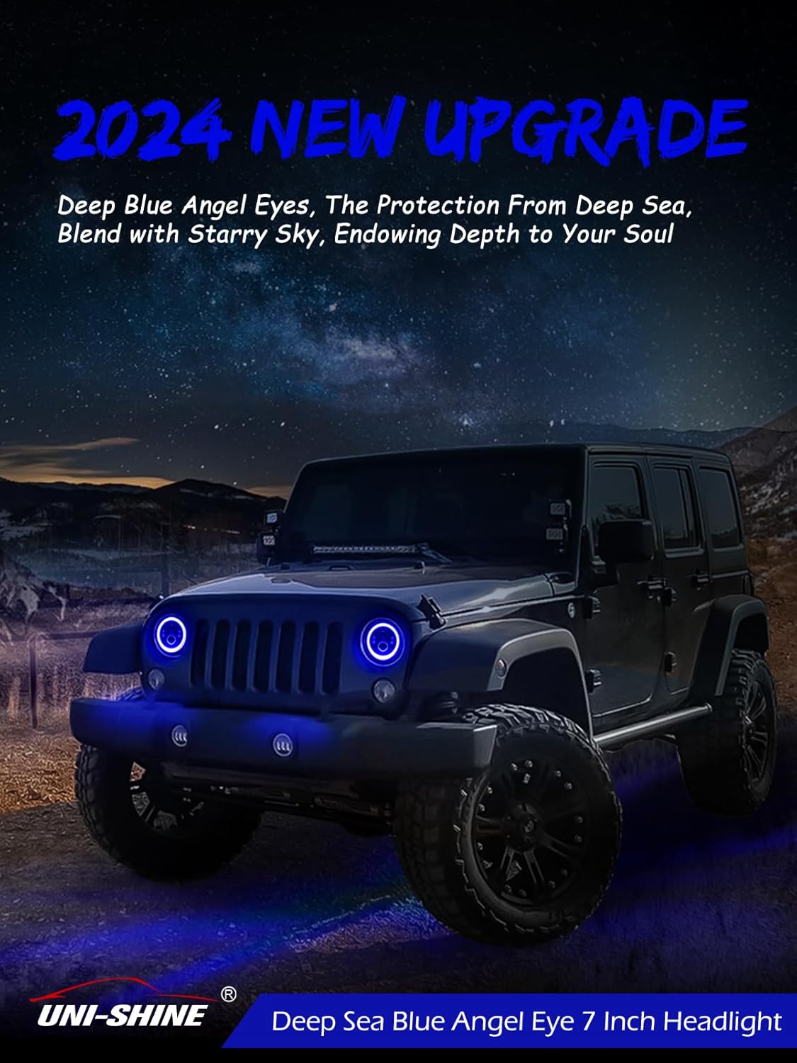 UNI-SHINE 7 inch led headlight, Round H6024 led Headlight Blue Halo ...