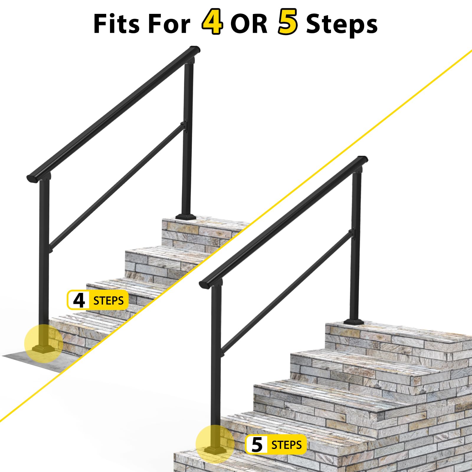 Snapklik.com : Signstek Hand Rails For Outdoor Steps - 5 Step Handrail ...