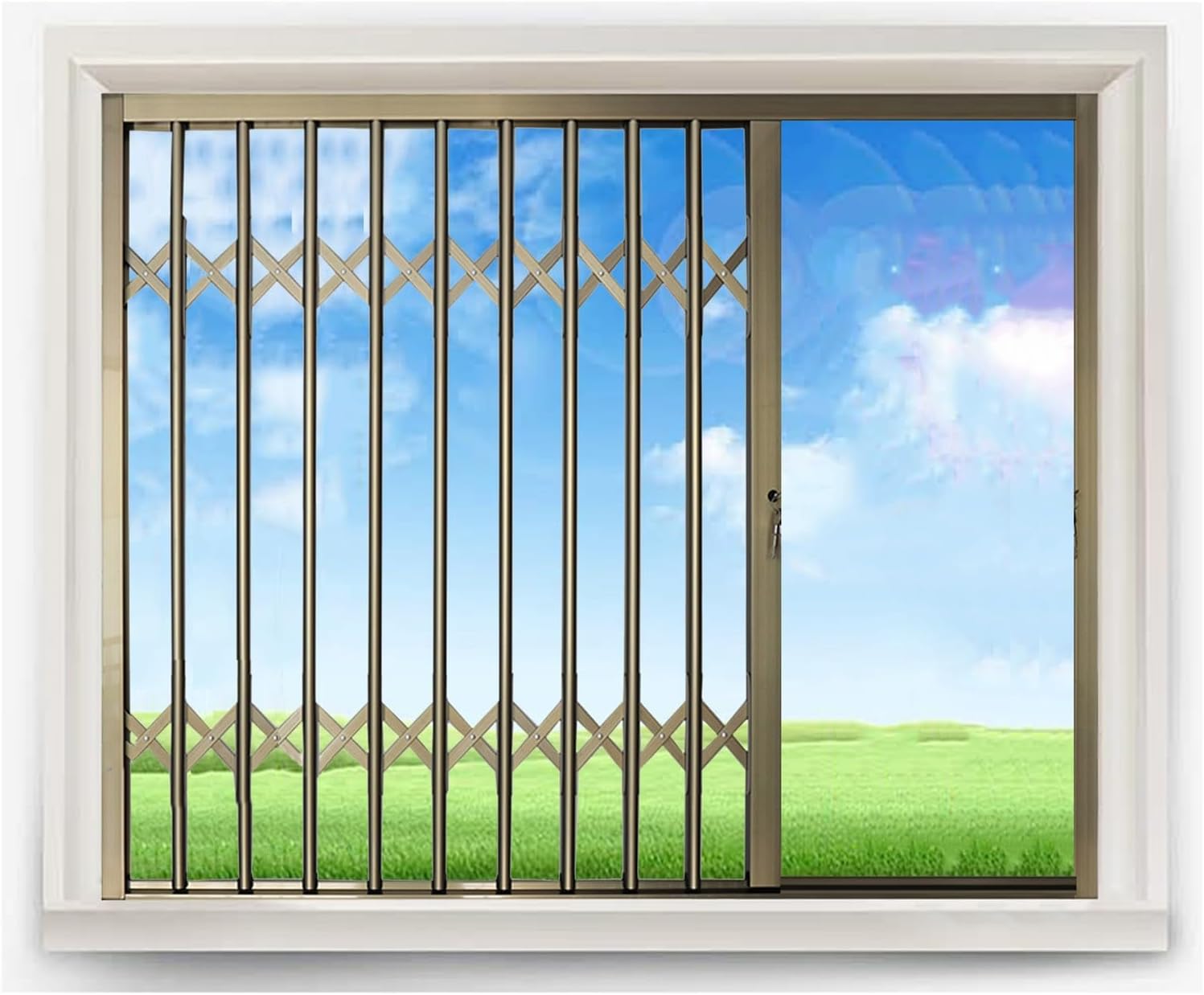 GOCHUSX Accordion Folding Door, Push-Pull Window Grille Balustrades ...