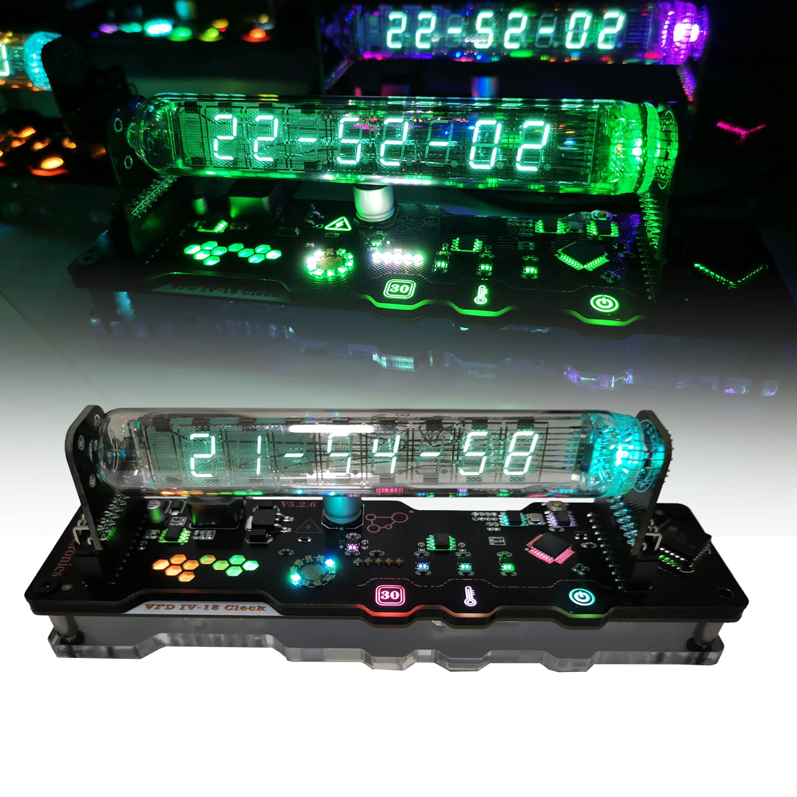 Buy Nixie Tube Clock IV-18 VFD Vacuum Tube Clock with Date Temperature ...
