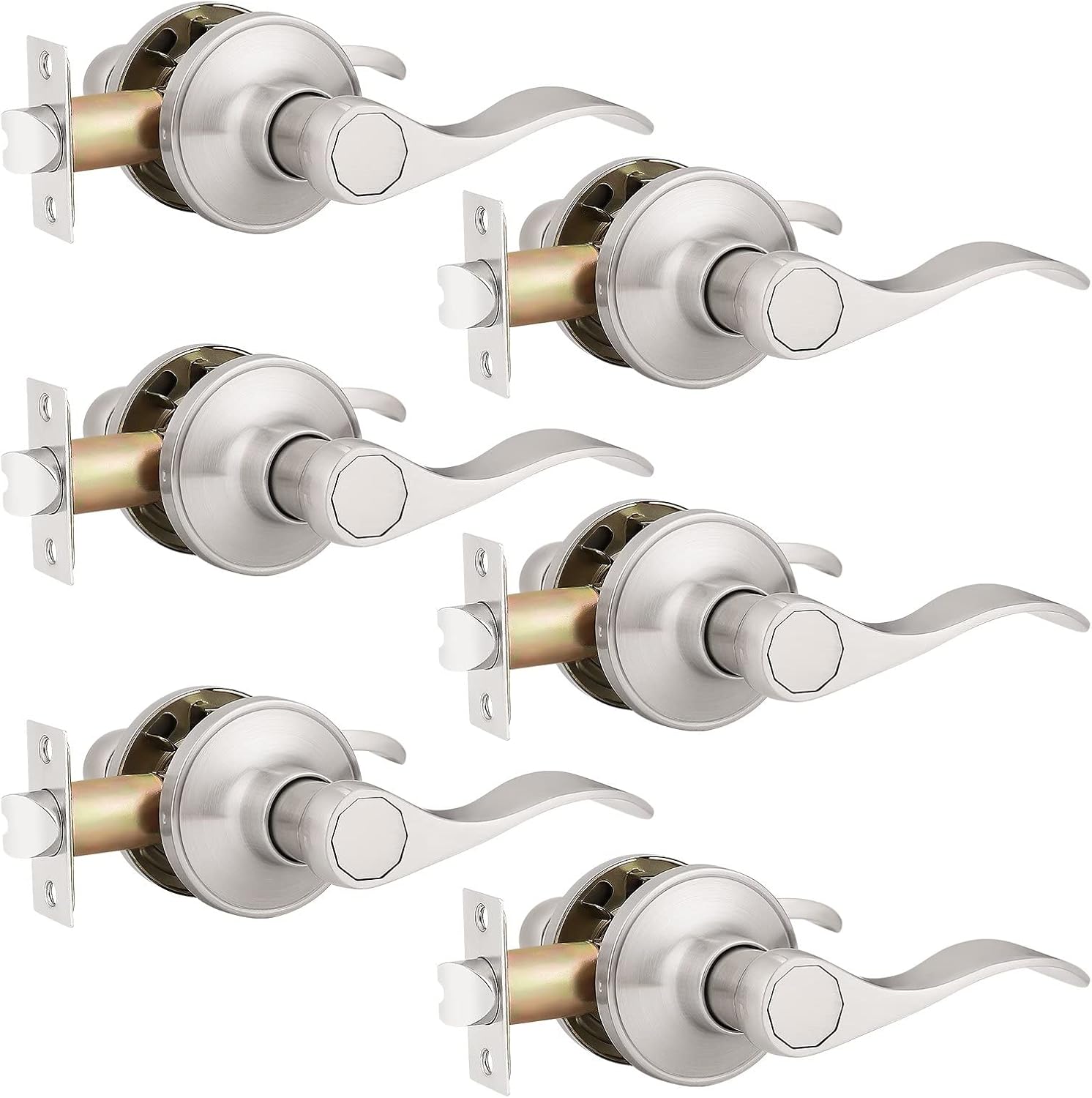 Probrico Door Handles 6 Pack Passage Door Lever, Non-Locking Door ...