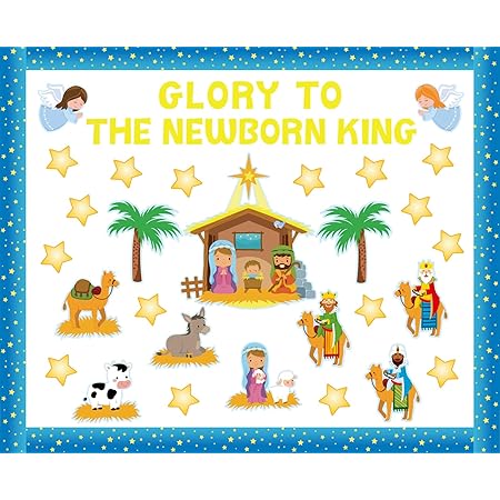 Amazon.com: Whaline 63Pcs Christmas Nativity Bulletin Board Decorations ...
