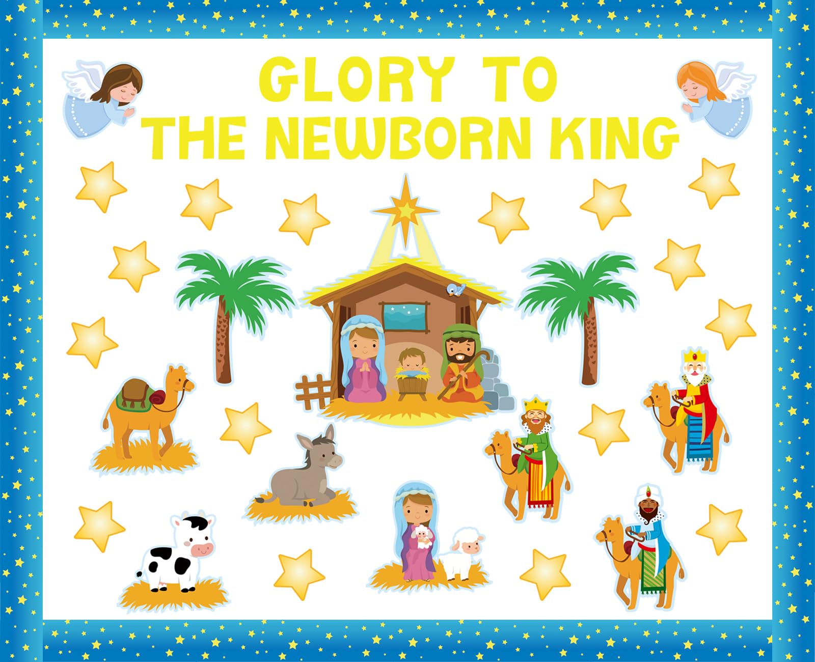Amazon.com: Whaline 63Pcs Christmas Nativity Bulletin Board Decorations ...